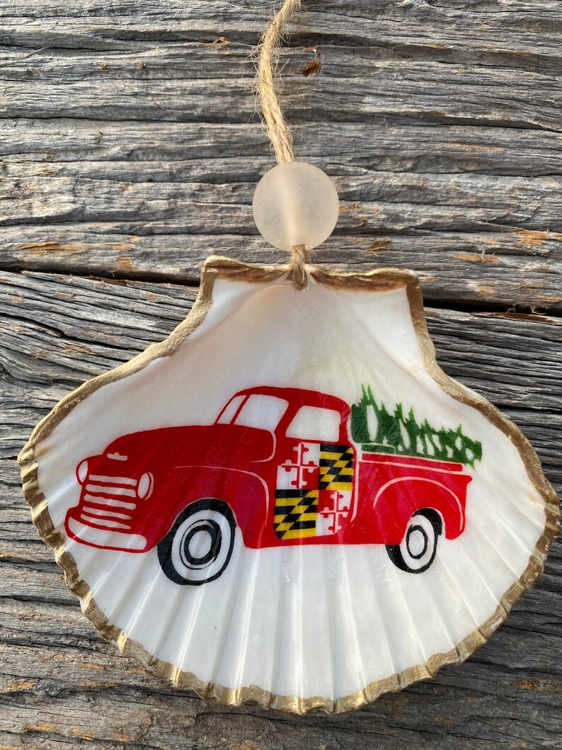 Red Truck Ornament Maryland Red Truck Ornament Scallop Shell - Etsy