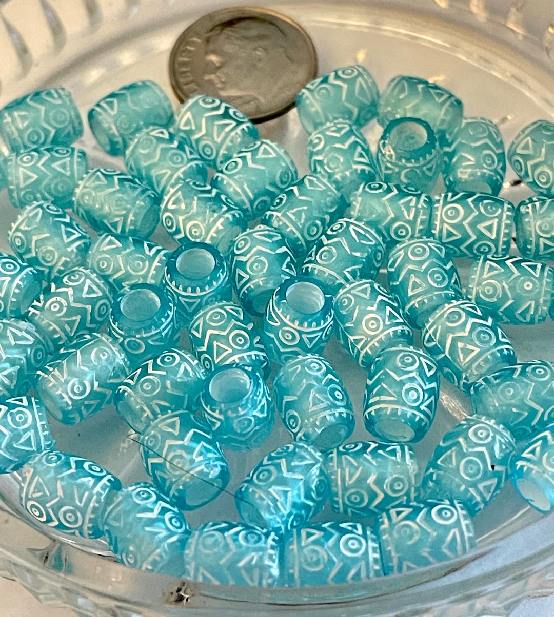 Lot of 12 Sea Blue Acrylic Barrel Beads-8 X 6mm-3mm Hole-jewelry Design ...
