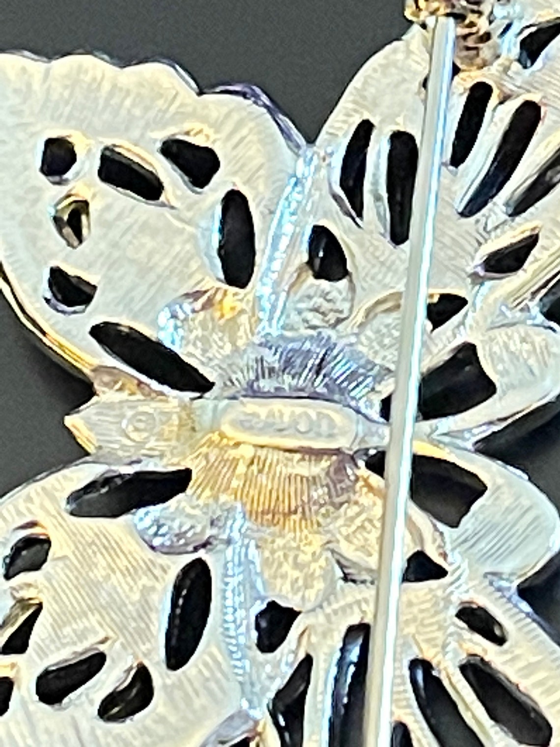 Vintage Avon Silver Tone Filigree Butterfly Brooch With Rhinestones and ...