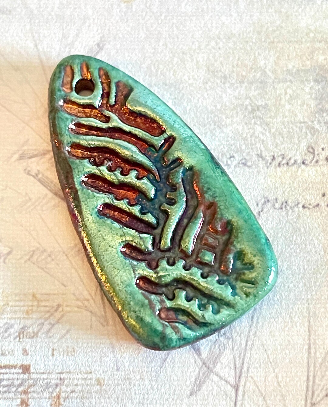 Artisan Made Raku Ceramic Organic Design Pendant-46 X 24mm-jewelry ...