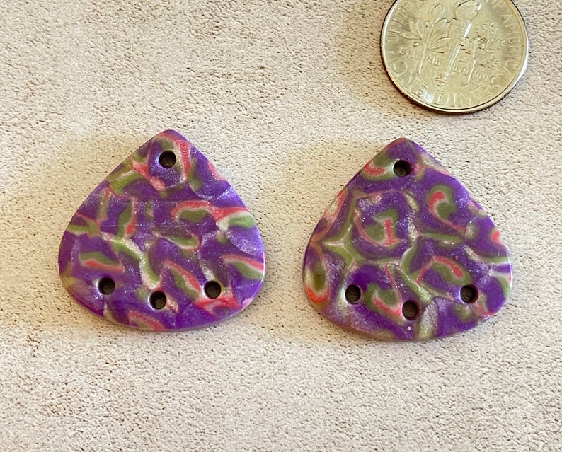 Polymer Triangle Components-purple-green-pink-organic Motif-earrings ...