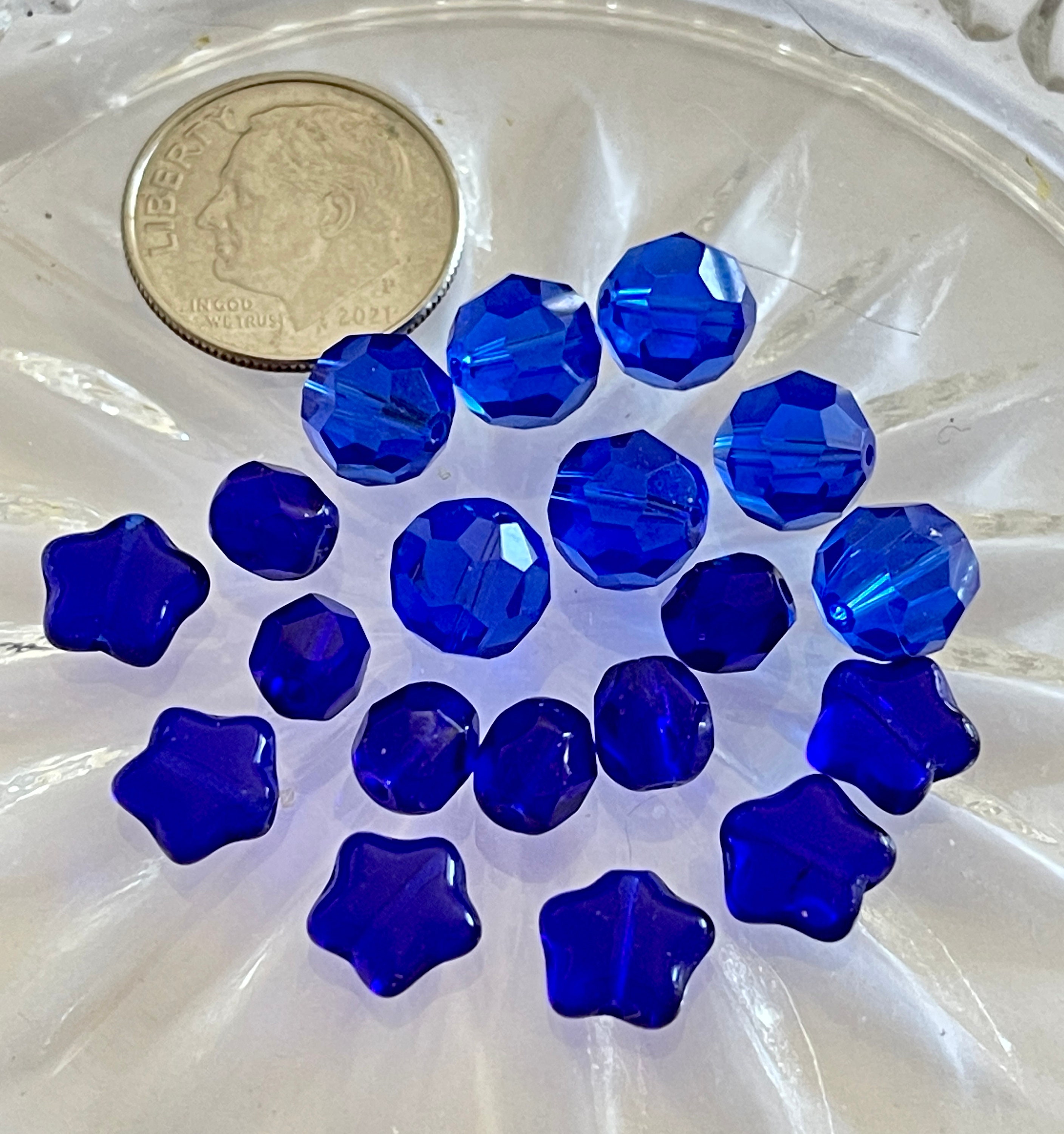 Vintage Cobalt Blue Faceted and Star Glass Beads-jewelry Design ...