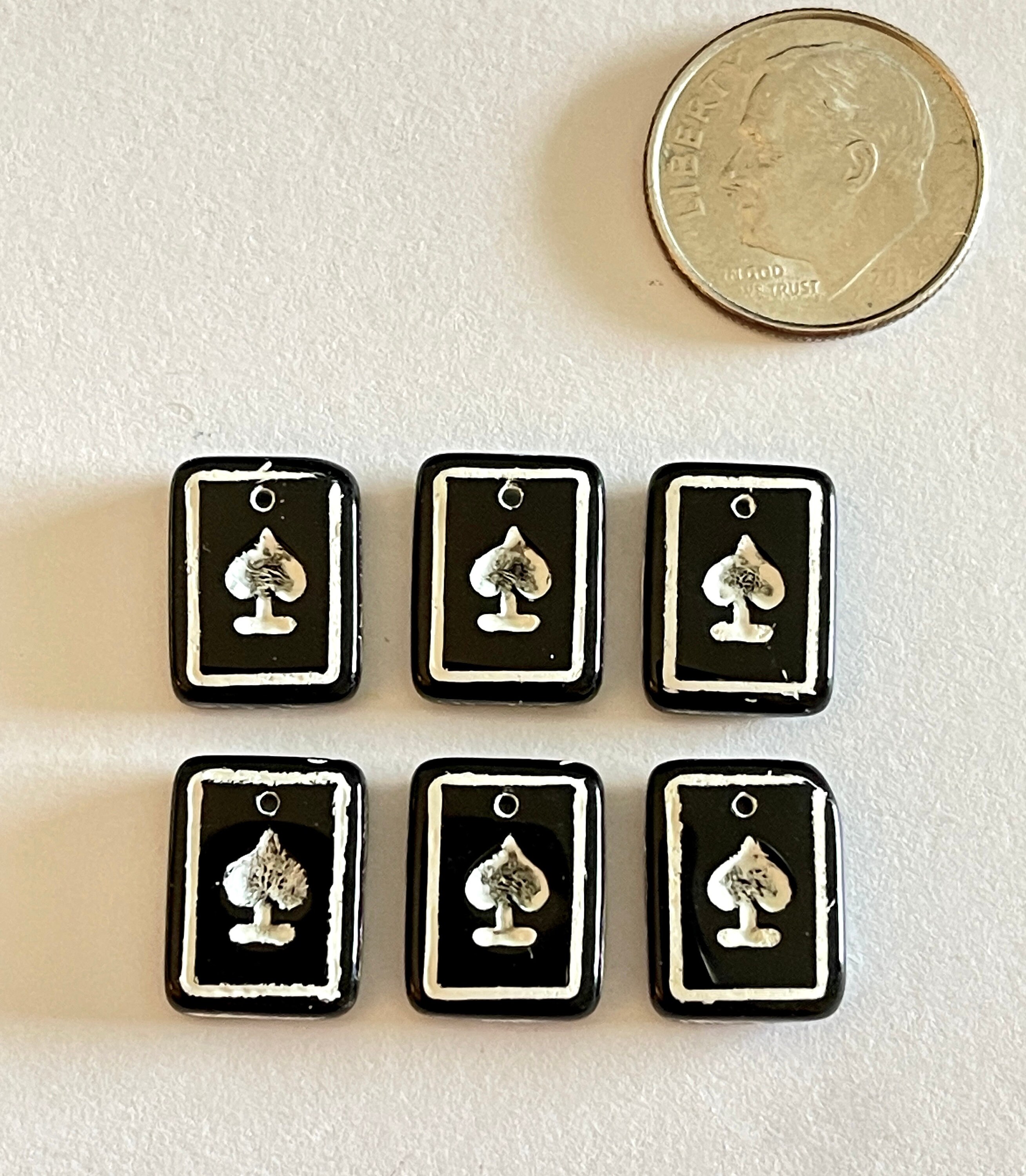 Pair of Glass Ace of Spades Charms-double Sided-13 X 10mm-jewelry ...