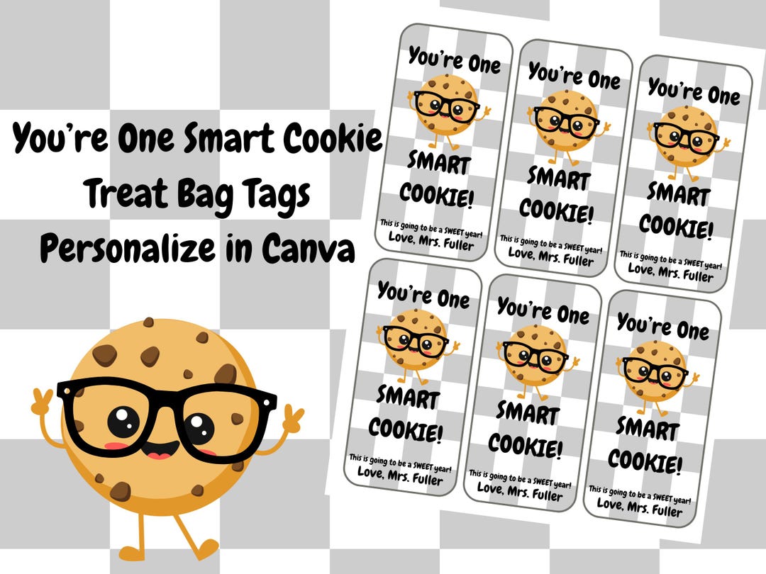You’re One Smart Cookie Digital Gift Tag- Personalize in Canva - Etsy