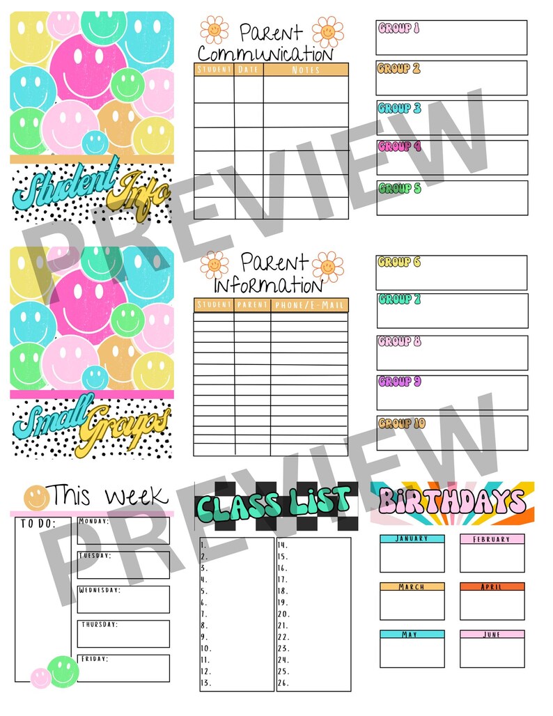 Small Group Planning Bundle | 5-day Editable Template | Canva | Color ...