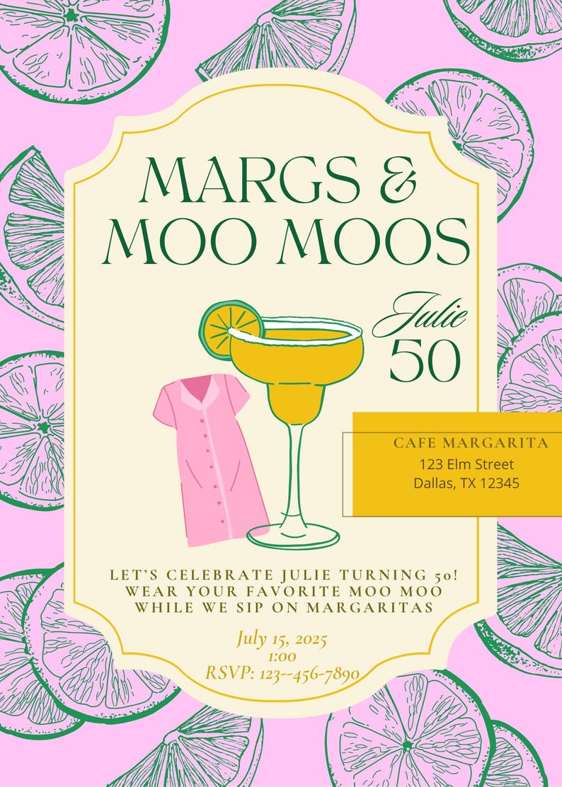 Margs and Moo Moos Invitation - Etsy