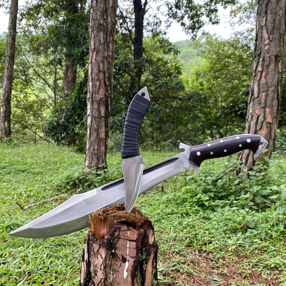 20 Inch Aesthetic Machete-fixed Blade Handmade Bowie Knife With Leather ...