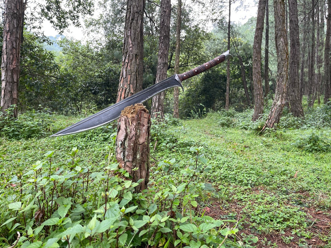 Big Falcata Sword With Straight Handle, Long Kukri Machete Handmade in ...