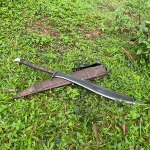 Big Falcata Sword With Straight Handle, Long Kukri Machete Handmade in ...