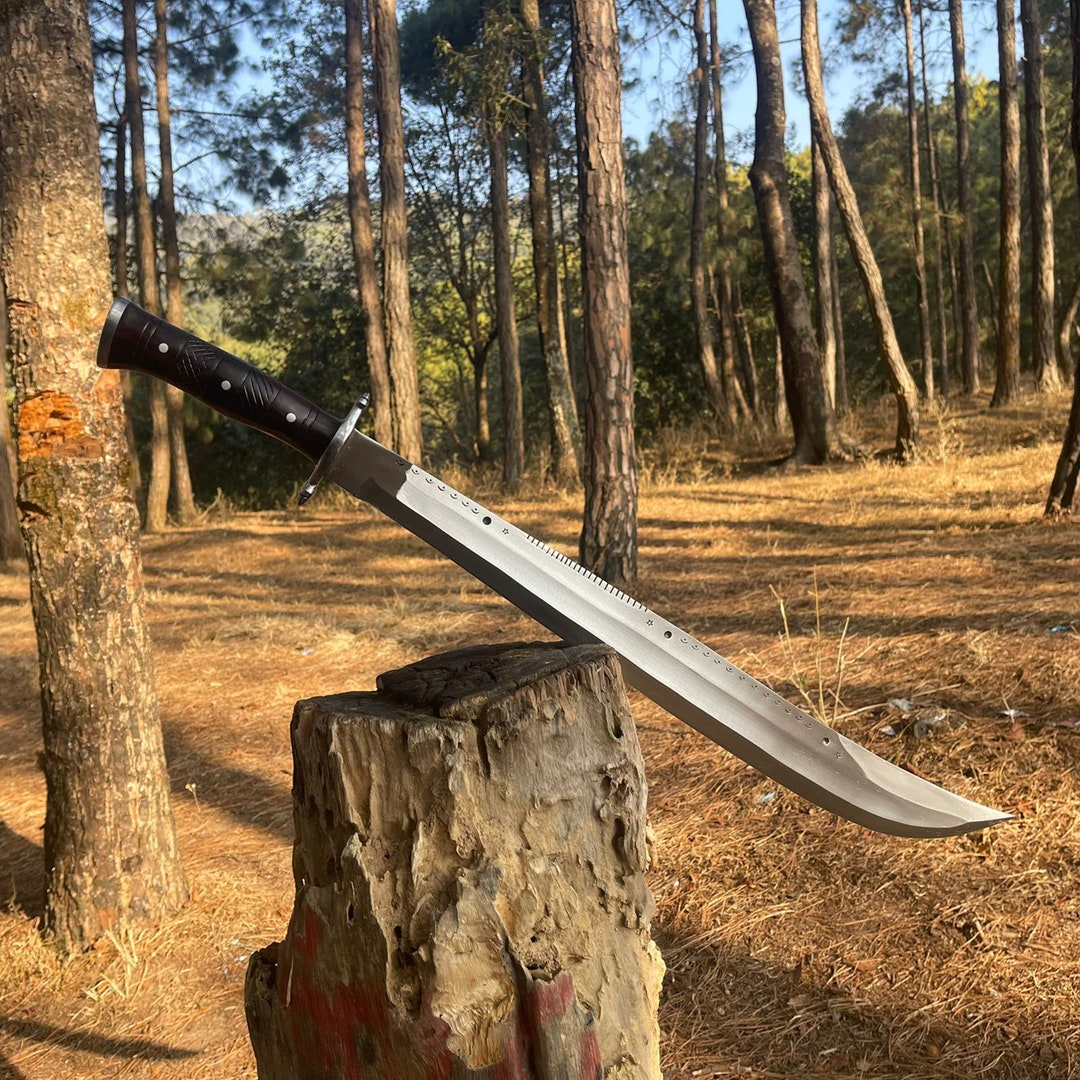 23 Inch Hand Forged Functional Machete, Survival Gear, Durable Carbon ...