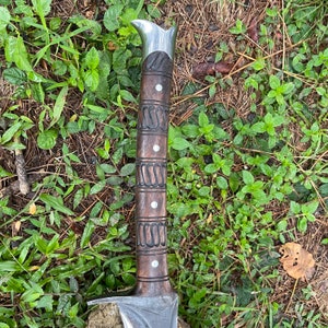 Big Falcata Sword With Straight Handle, Long Kukri Machete Handmade in ...