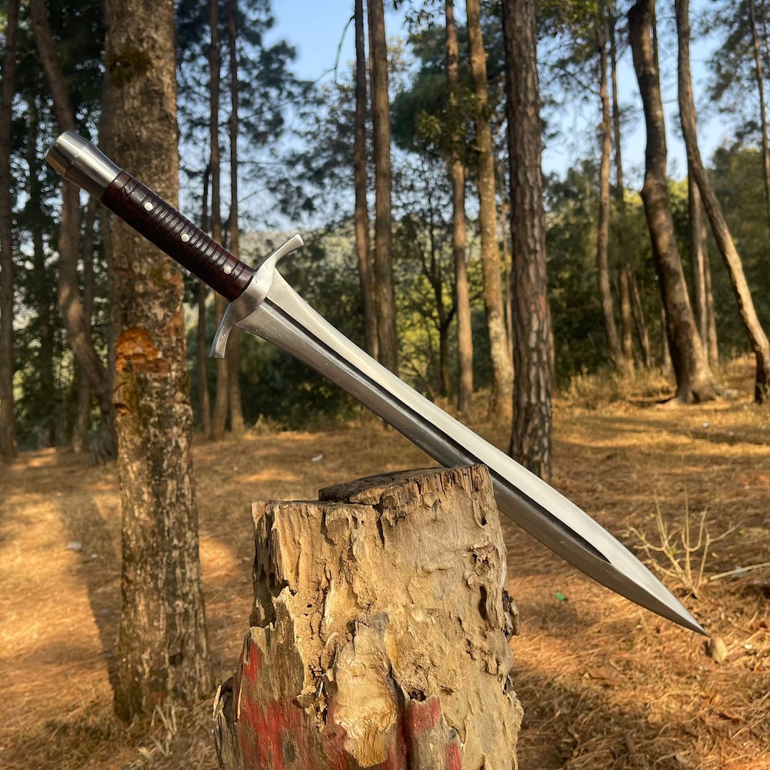 Aesthetic Handmade Sword With Leather Sheath 25-inch 5160 Steel Blade ...