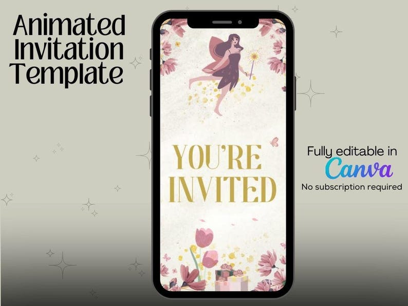 Enchanted Fairy Animated Invitation Template Golden Enchanted Flower ...