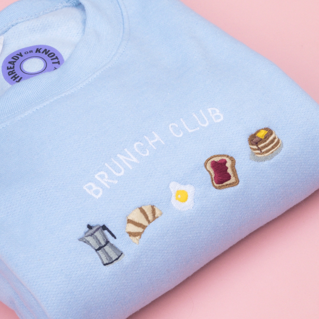 Brunch Club Embroidered Crewneck Sweatshirt - Etsy