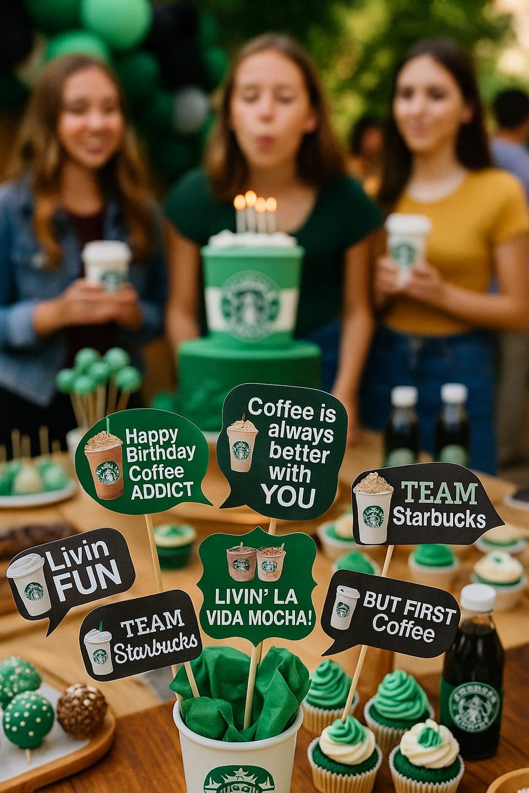 Starbucks Party Photo Booth Props: Frappy Birthday Decorations (instant Download) - Etsy
