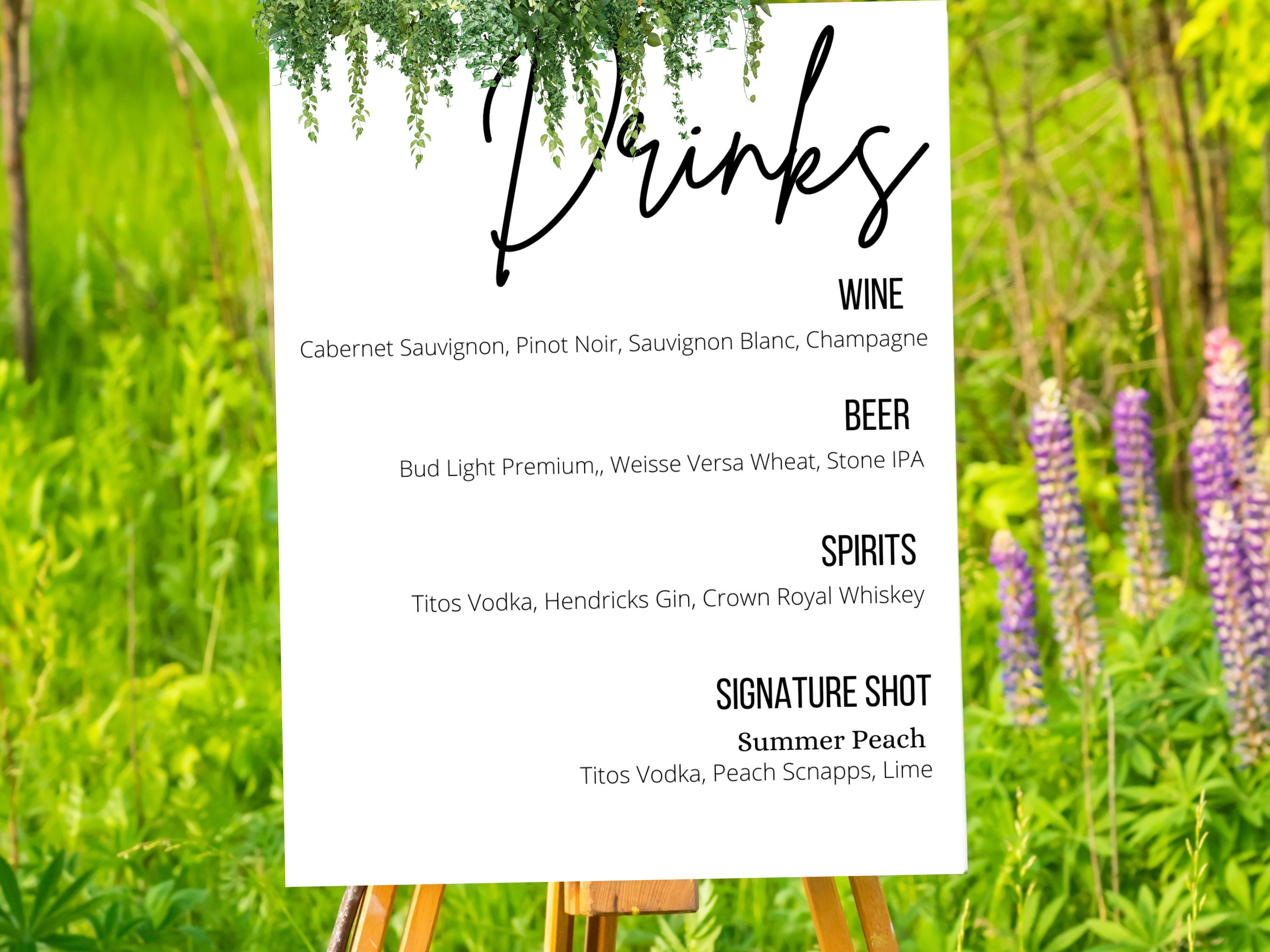 EDITABLE Drink Menu Template for Printing- Instant Download - Perfect ...
