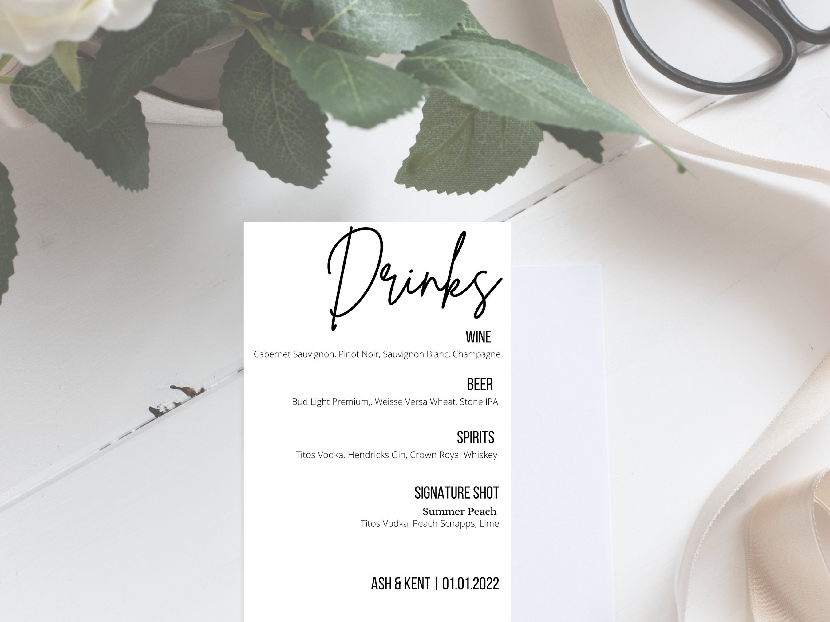 EDITABLE Drink Menu Template for Printing- Instant Download - Perfect ...