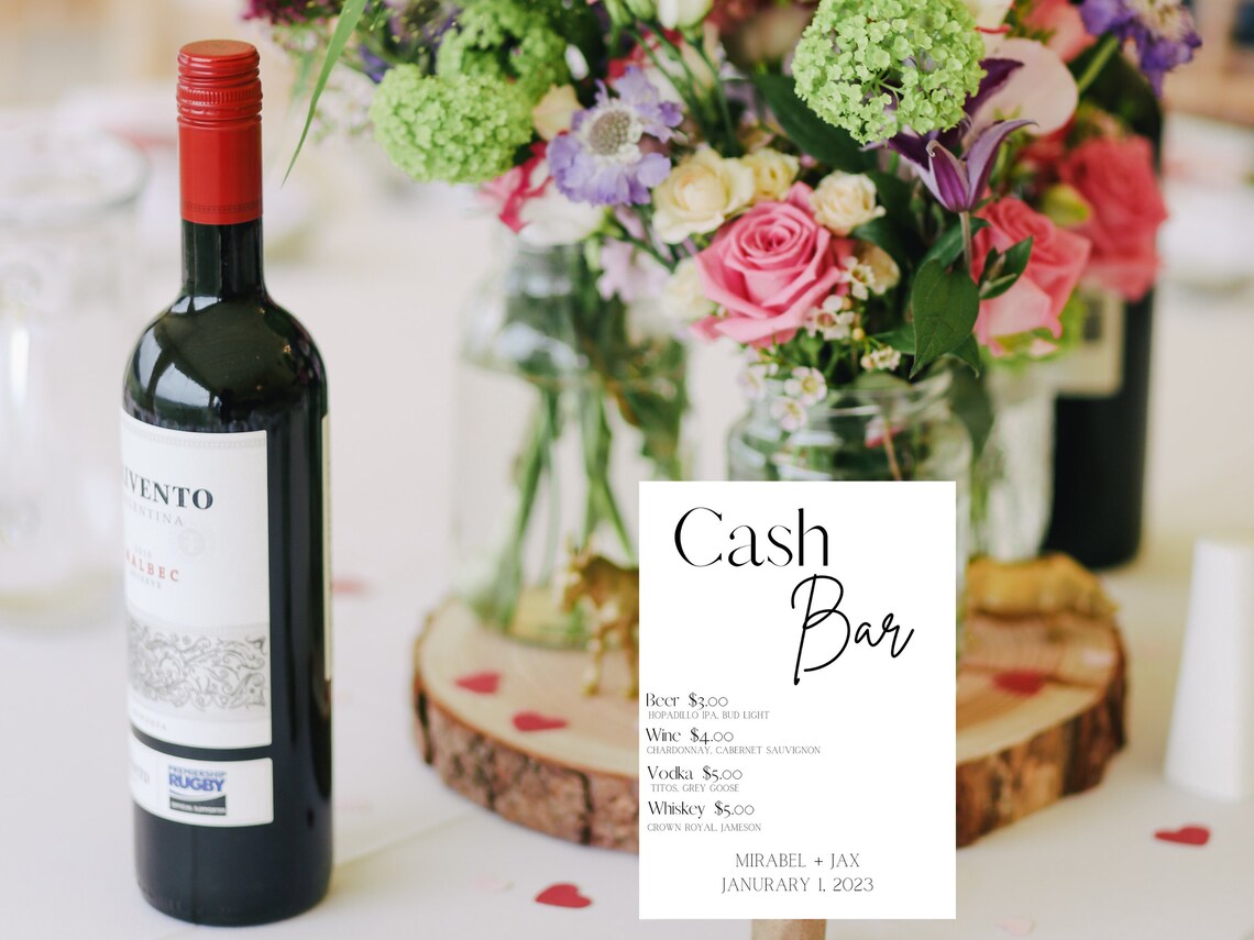 EDITABLE Cash Bar Menu Template for Printing Instant Download - Etsy Canada