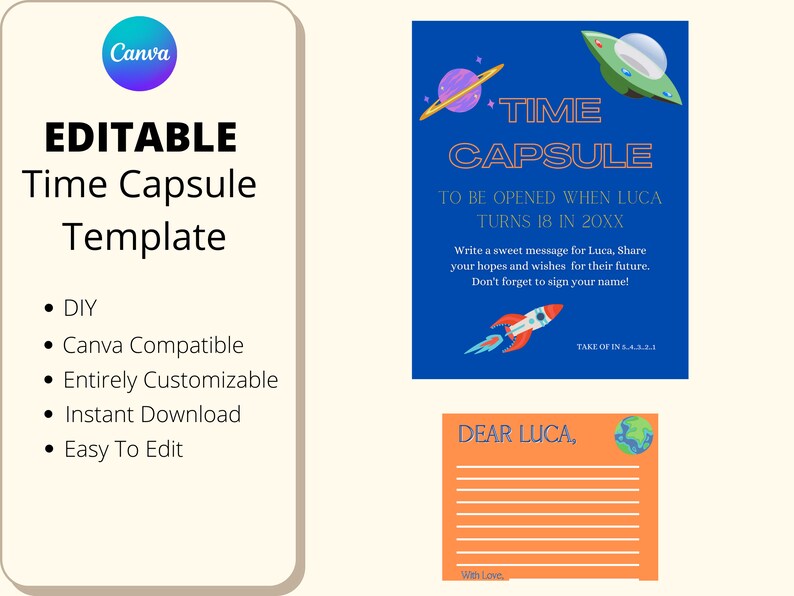 Time Capsule Template: Time Capsule First Birthday, Time Capsule Baby ...