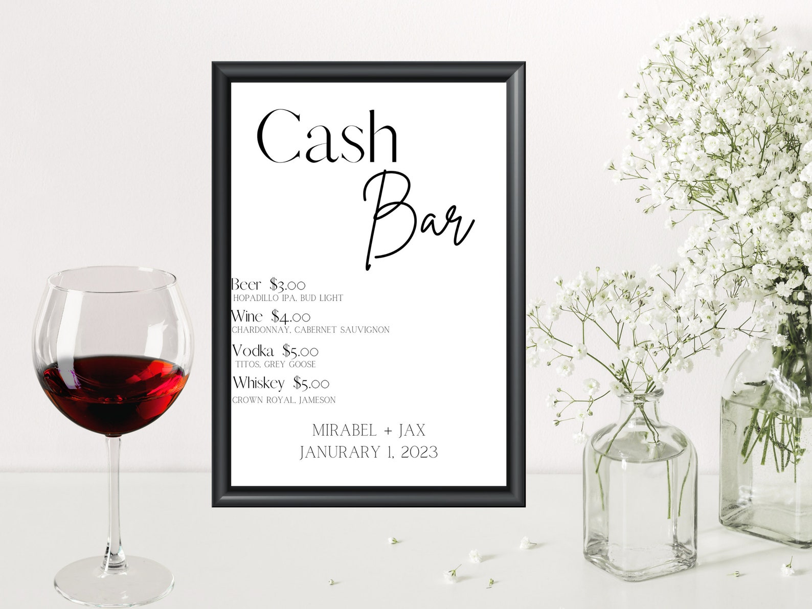 EDITABLE Cash Bar Menu Template for Printing Instant Download Perfect ...