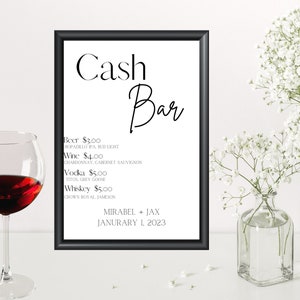 EDITABLE Cash Bar Menu Template for Printing- Instant Download ...
