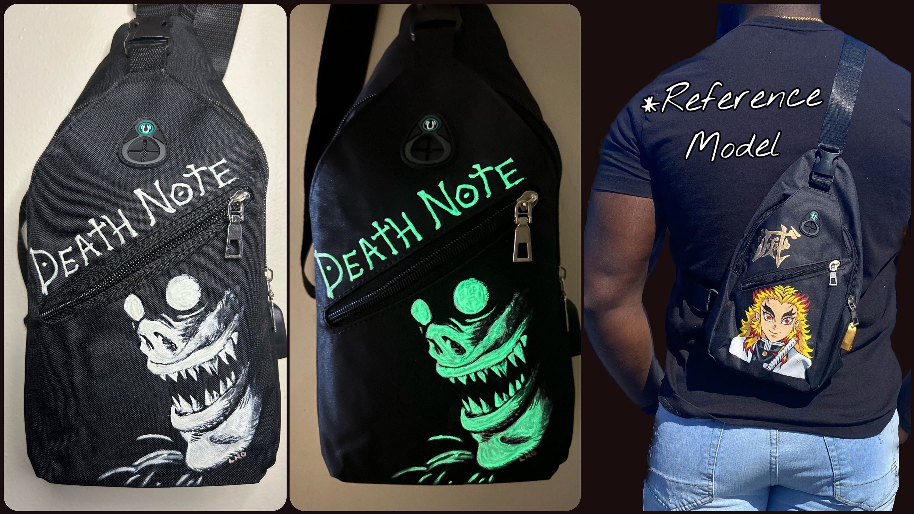 Mens Glow in the Dark Ryuk Anime Crossbody Black Bag - Etsy