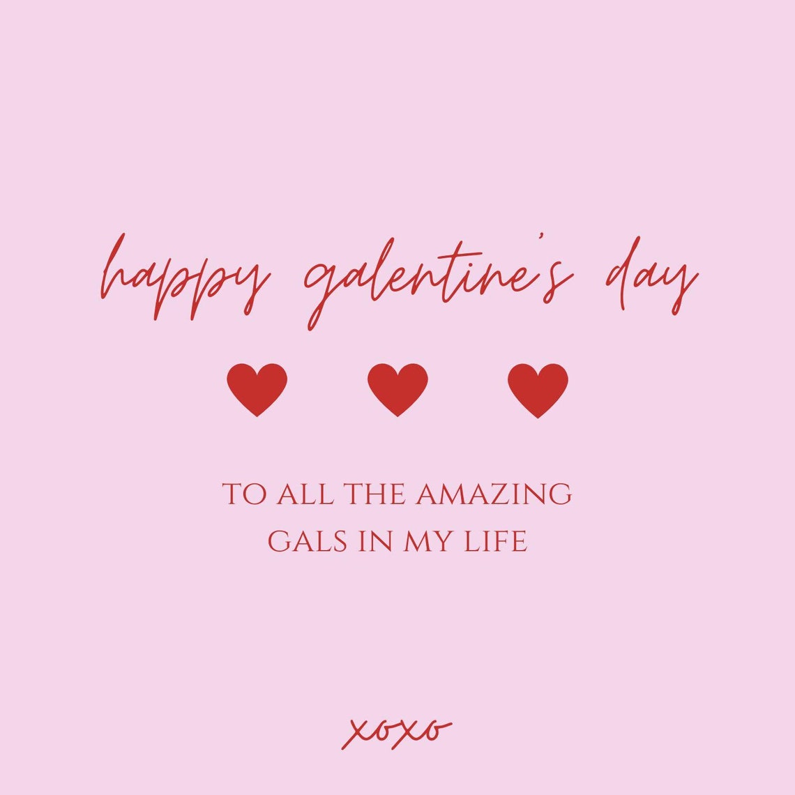 Galentines Day Card, Downloadable, Editable, Printable, Pink, Hearts ...