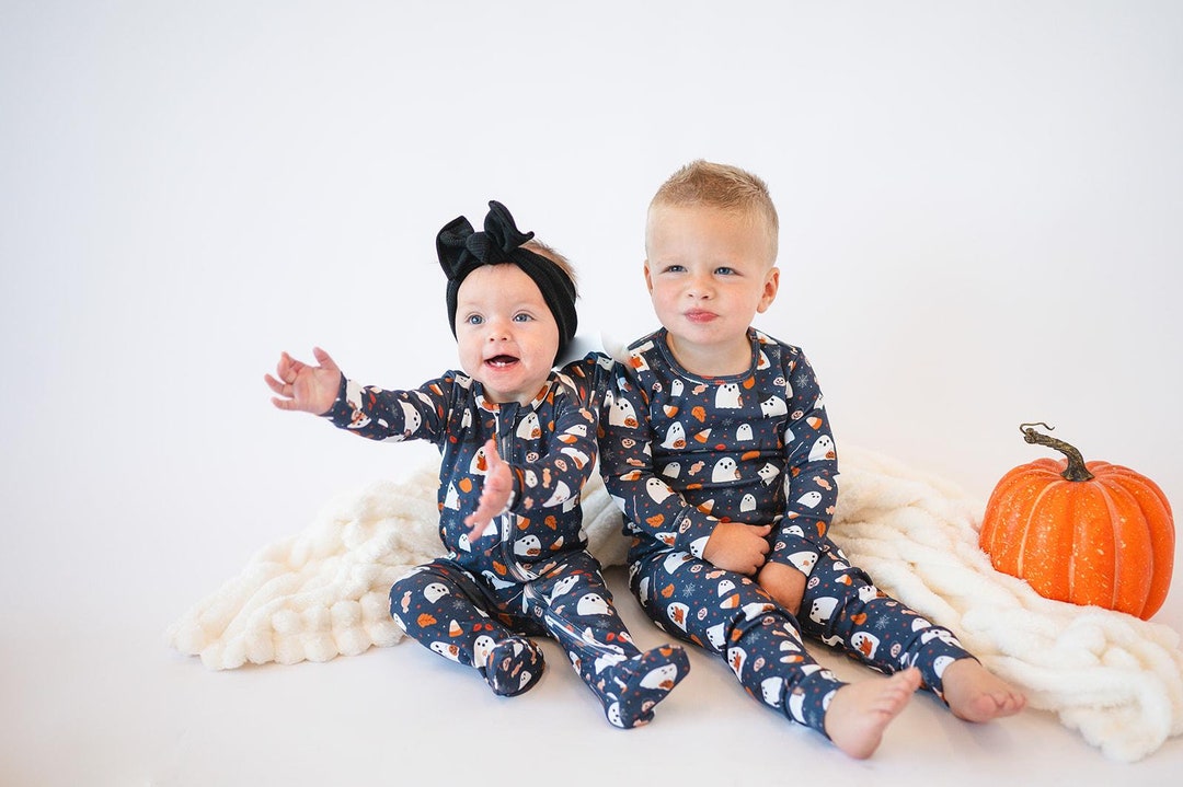 Organic Cotton Baby Toddler Pajamas in Boo Buddies | Halloween Ghost ...