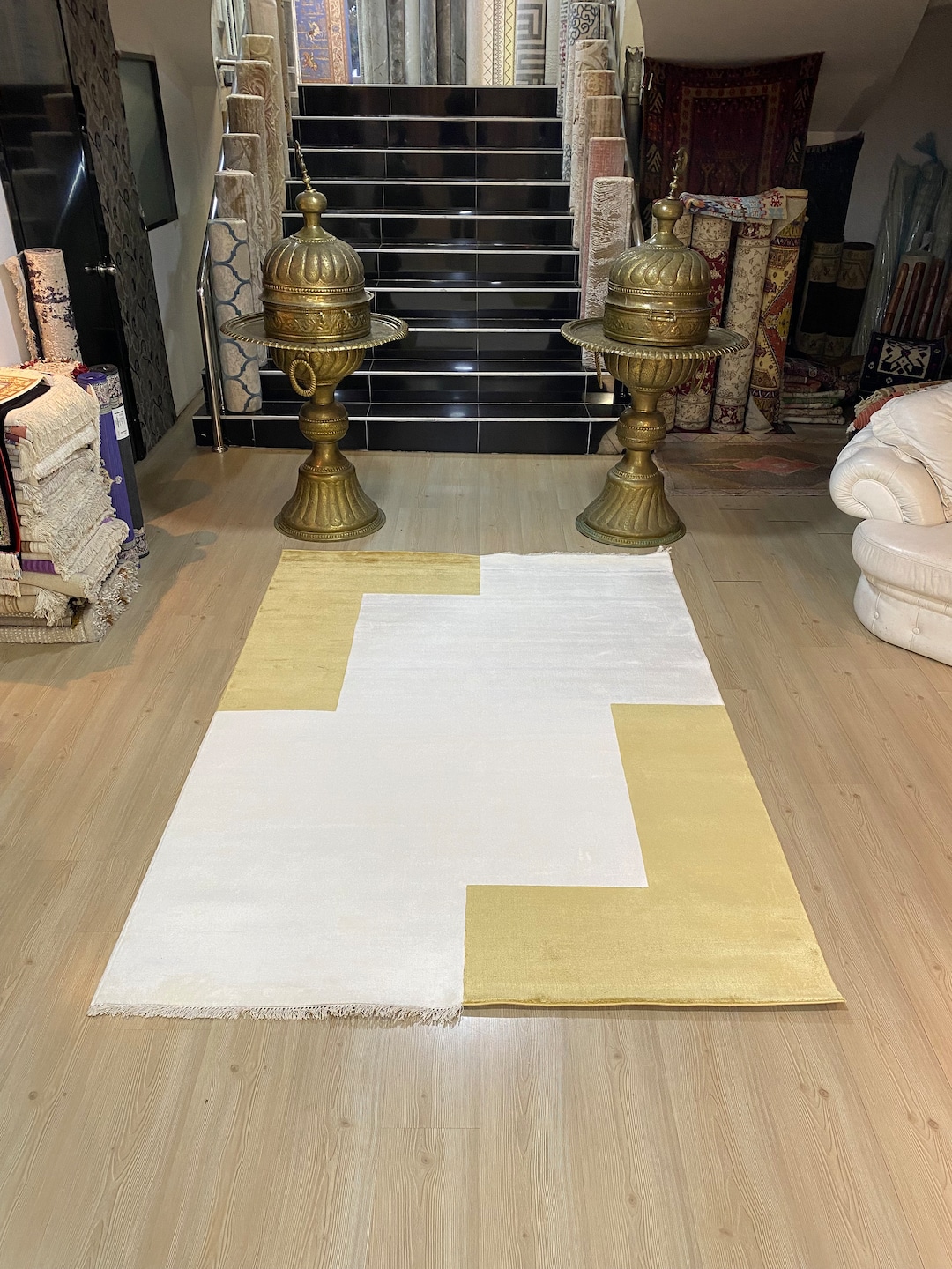 Gold Silk Rug 5x8 Gold Carpet Bamboo Silk Rug Unique Silk - Etsy