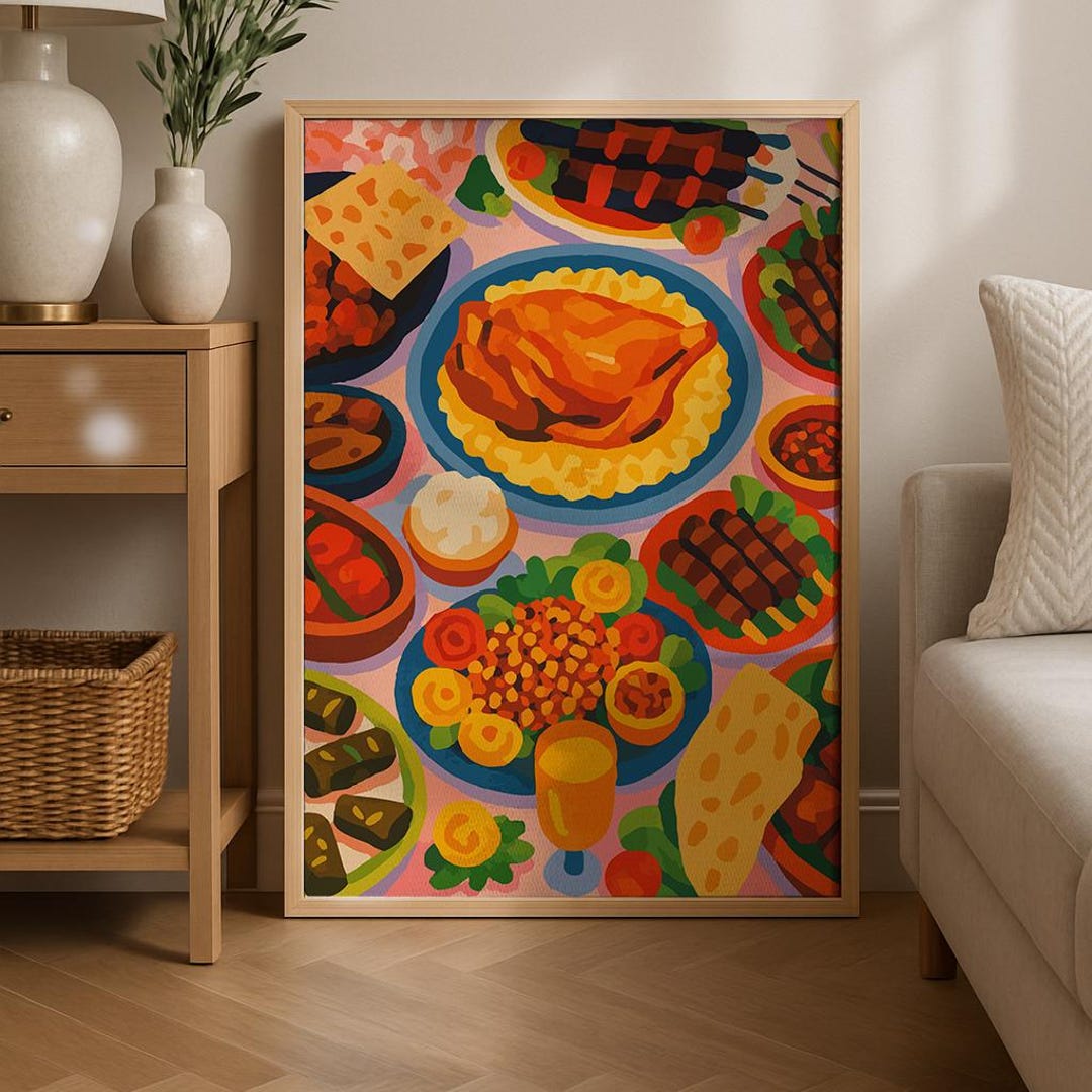 Ramadan Iftar Feast Print: Middle Eastern Dinner Table Art - Etsy