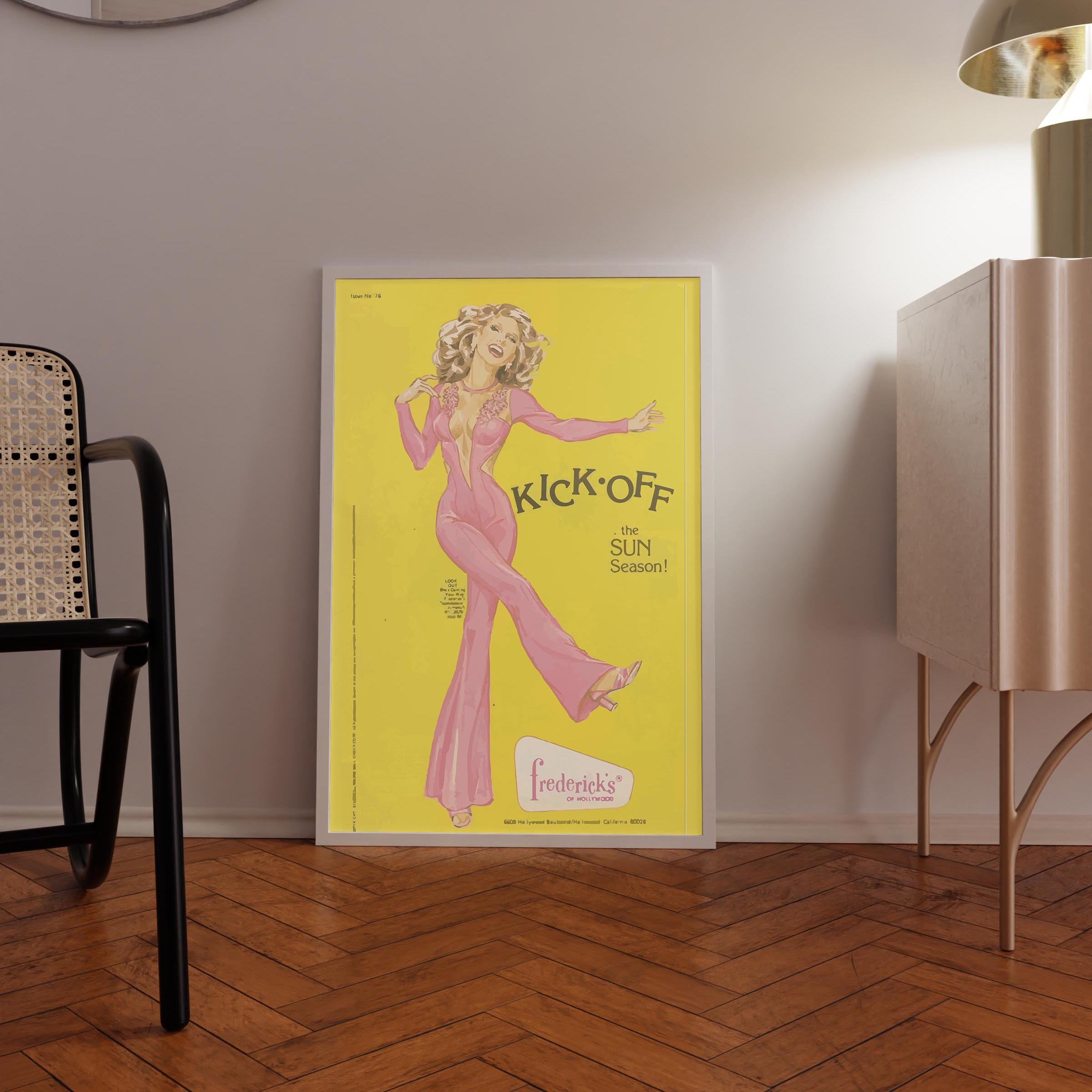 Retro Magazine Poster, 70s Wall Print, Yellow and Pink Poster ...