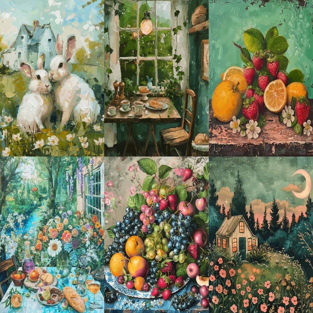 6 PCS Cottagecore Aesthetic Wall Decor, Cottagecore Collage Kit ...