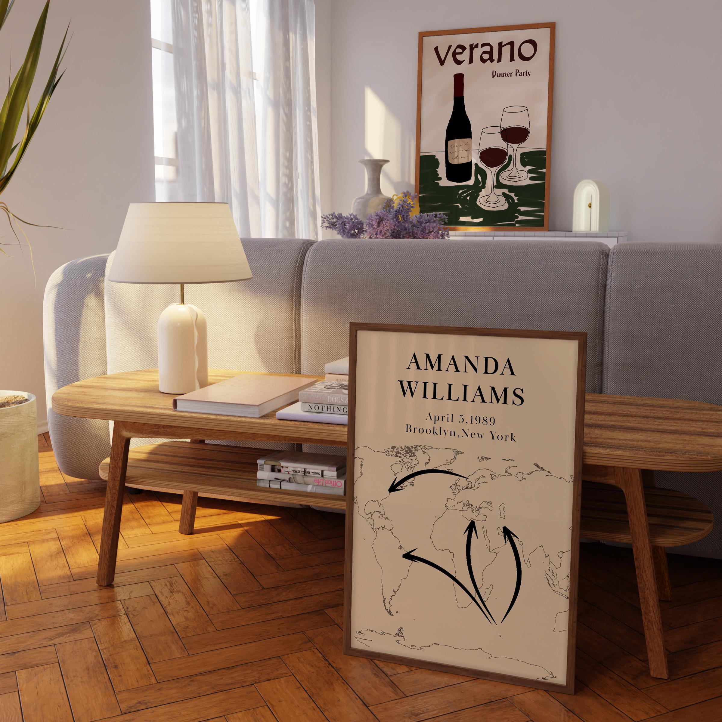 Custom DNA Ethnicity Map, Family Tree Migration Routes Poster, Ancestry ...
