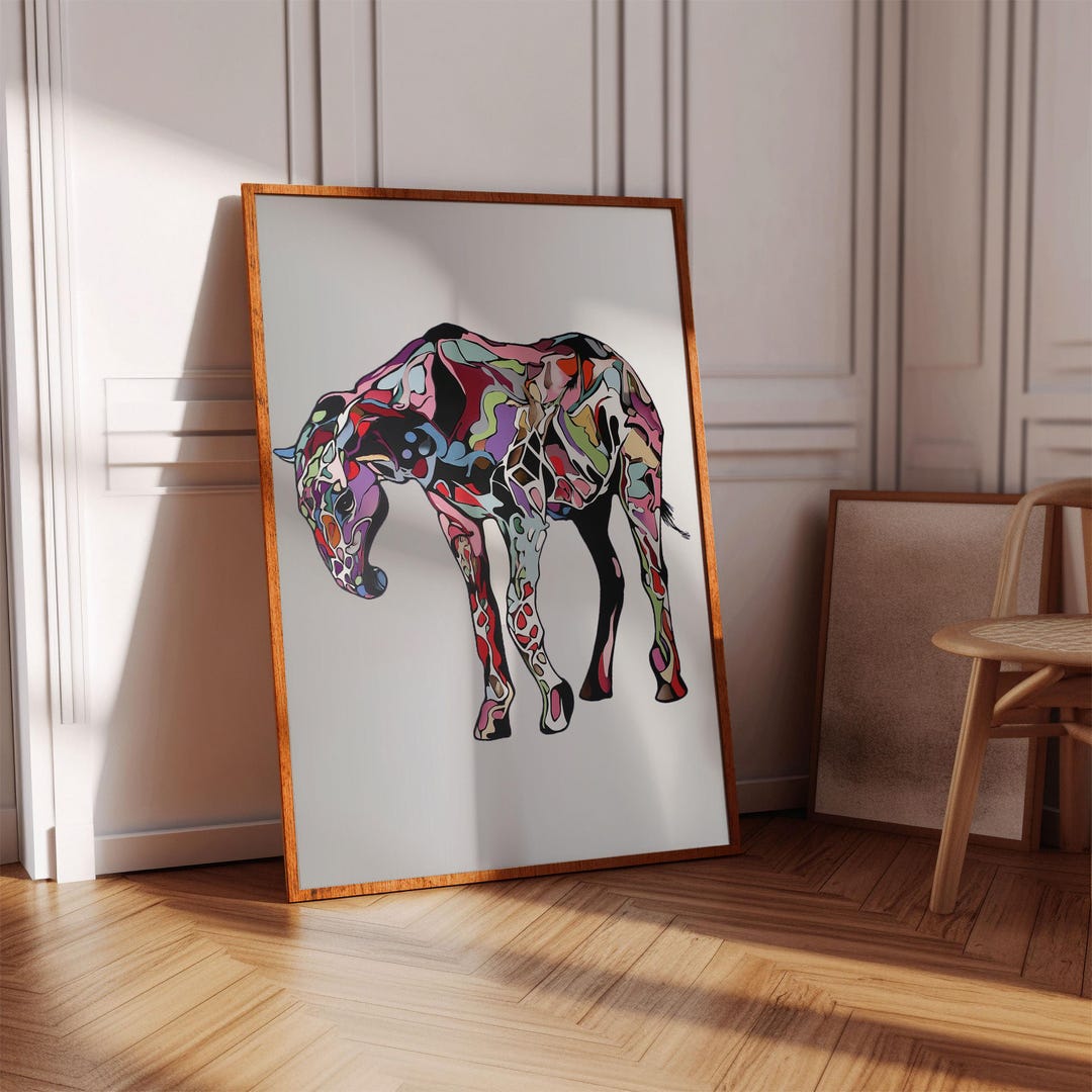 Dopamine Wall Art, Horse Art, Colorful Poster, Dopamine Print, Colorful ...