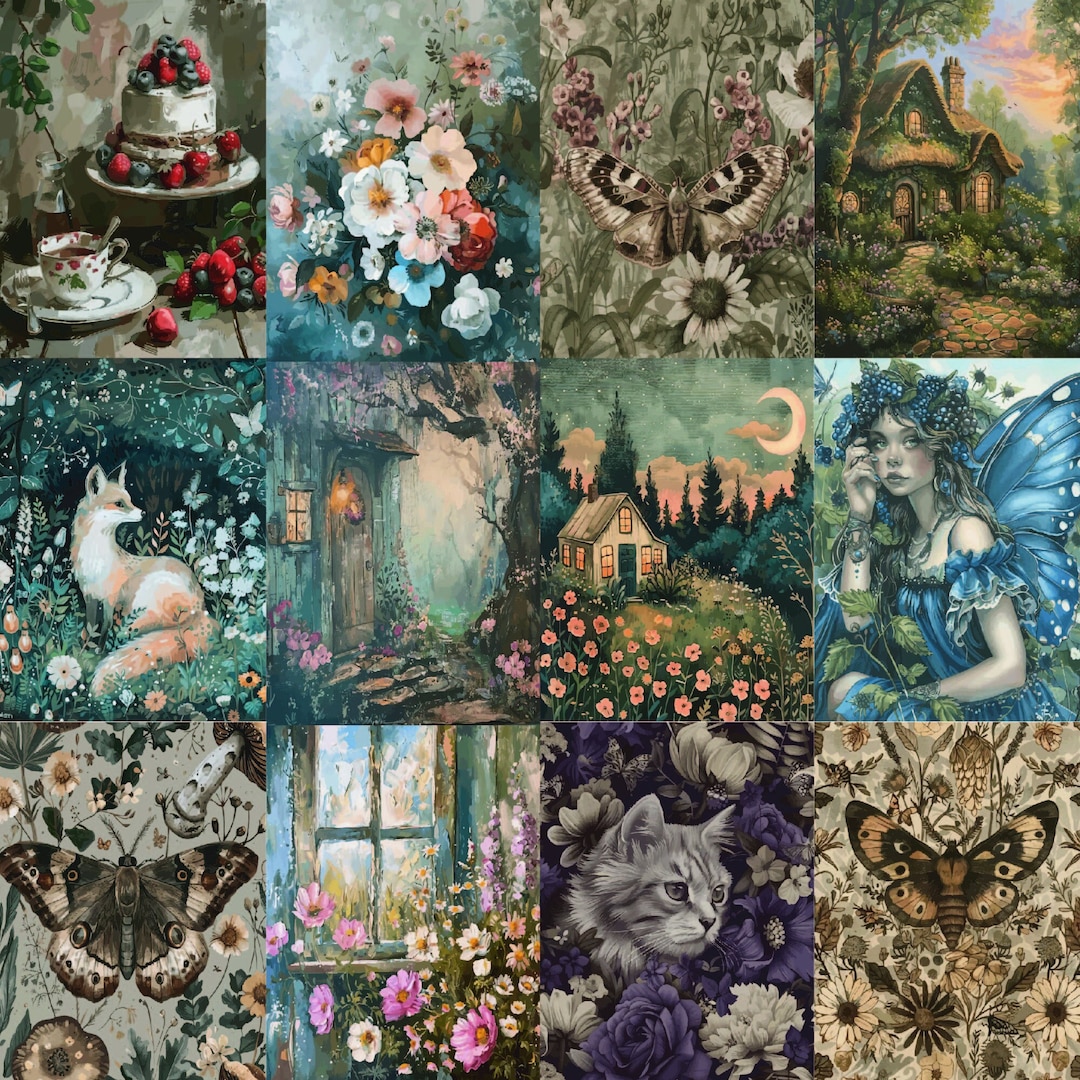 Cottagecore Wall Collage Kit, Fairy Grunge Decor (digital Download) - Etsy