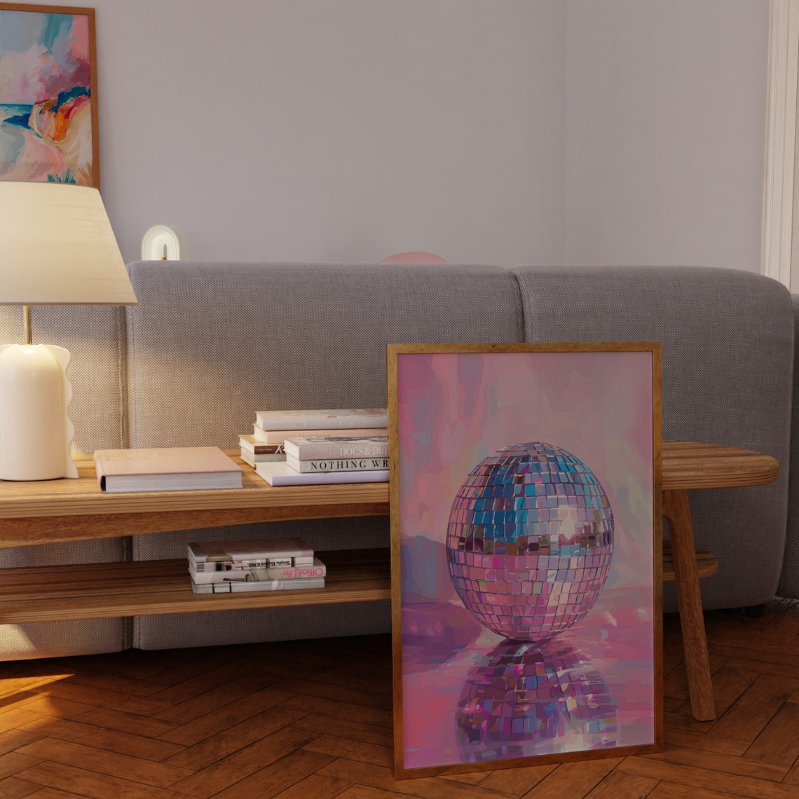 Vintage Disco Ball Poster, Pink Disco Ball, Disco Print, Aesthetic Wall ...