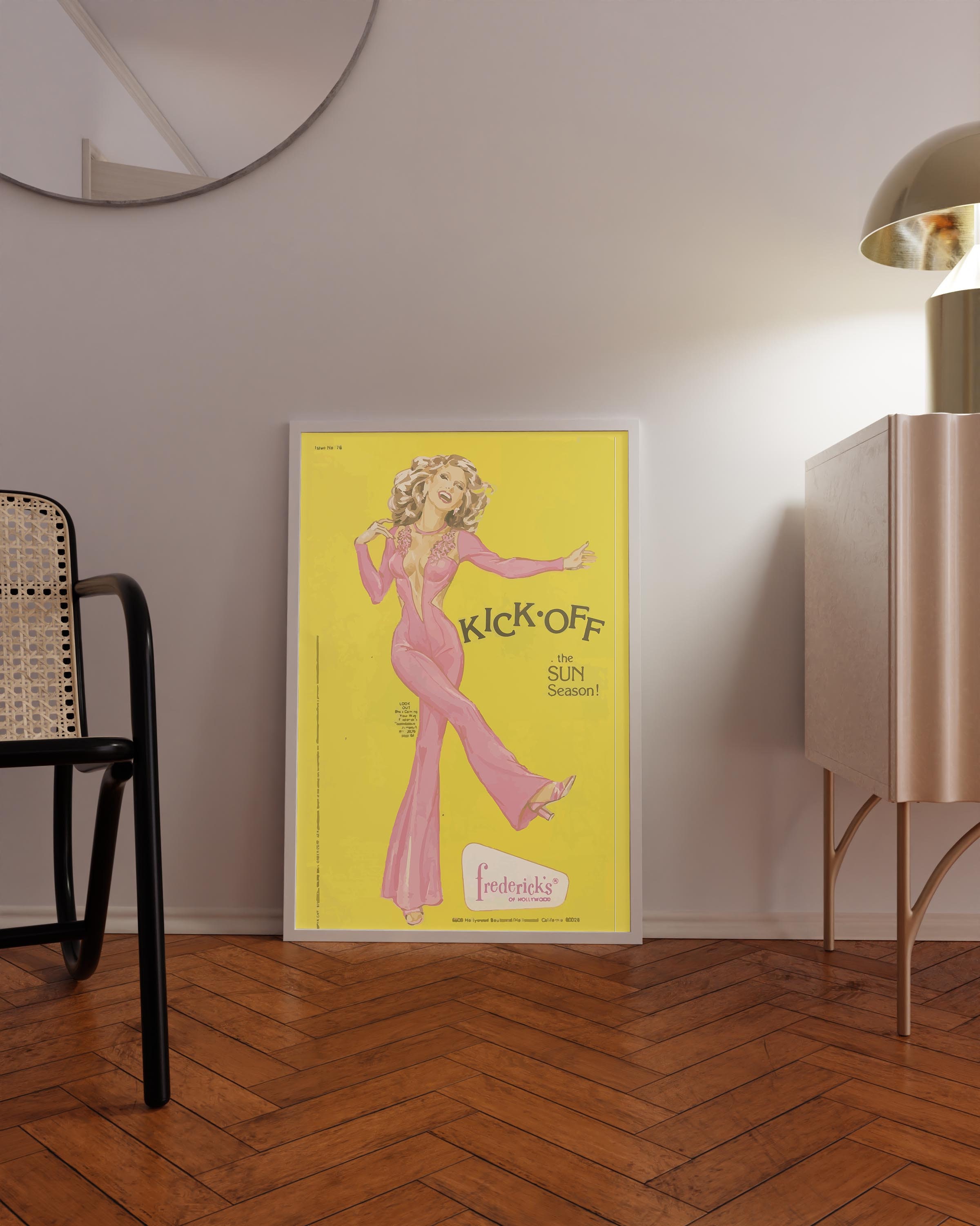 Retro Magazine Poster, 70s Wall Print, Yellow and Pink Poster ...