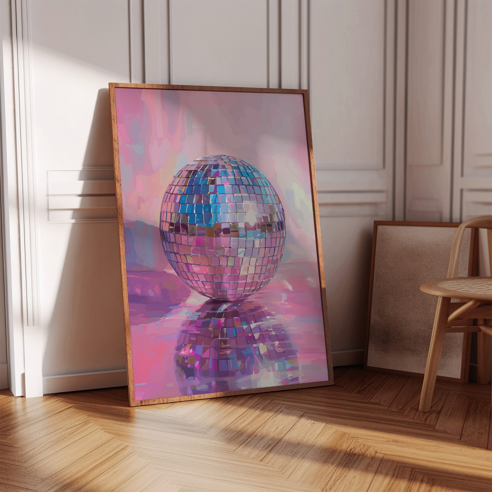 Vintage Disco Ball Poster, Pink Disco Ball, Disco Print, Aesthetic Wall ...