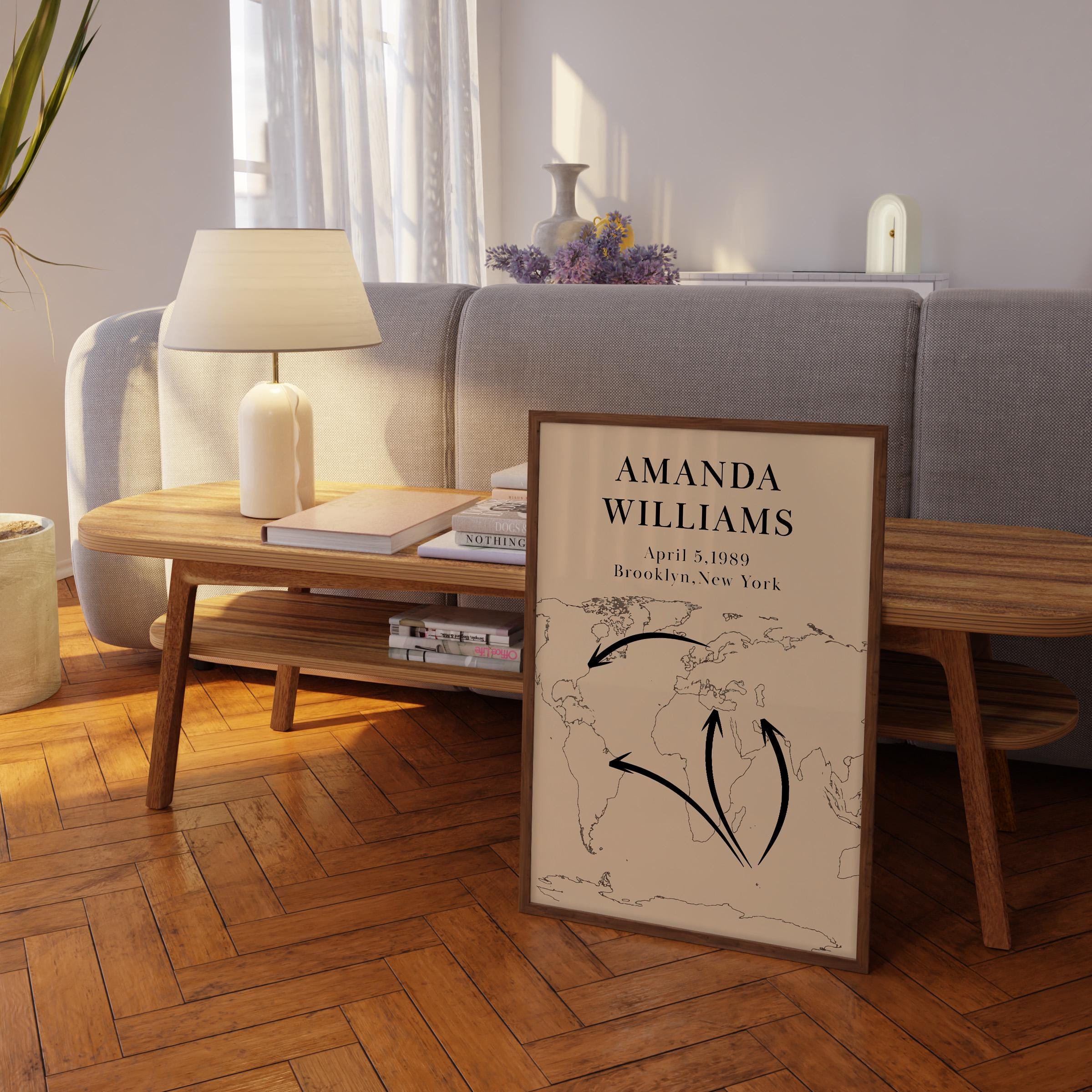 Custom DNA Ethnicity Map, Family Tree Migration Routes Poster, Ancestry ...