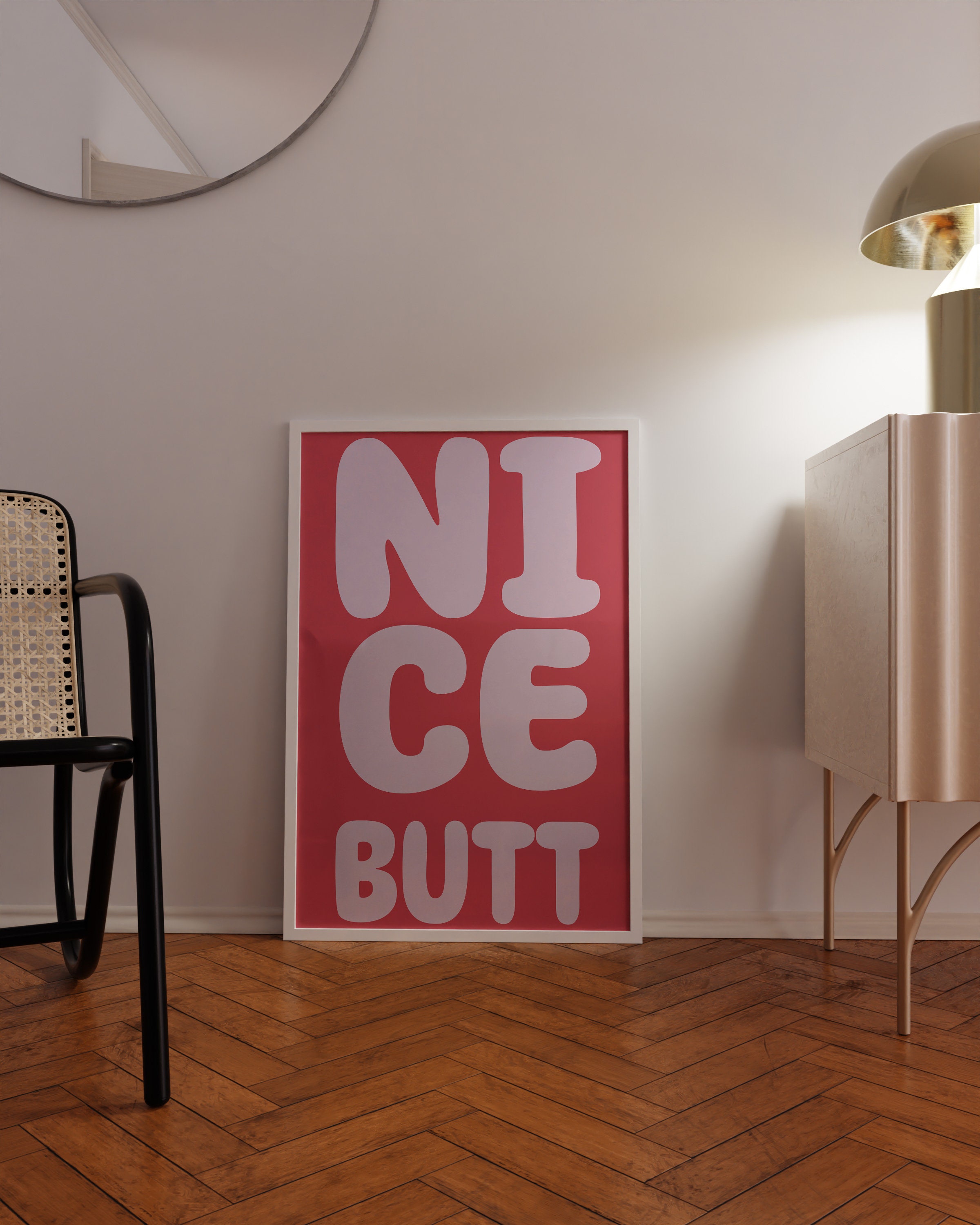 Nice Butt Poster, Funny Red Toilet Poster, Retro Bathroom Art, Dressing ...