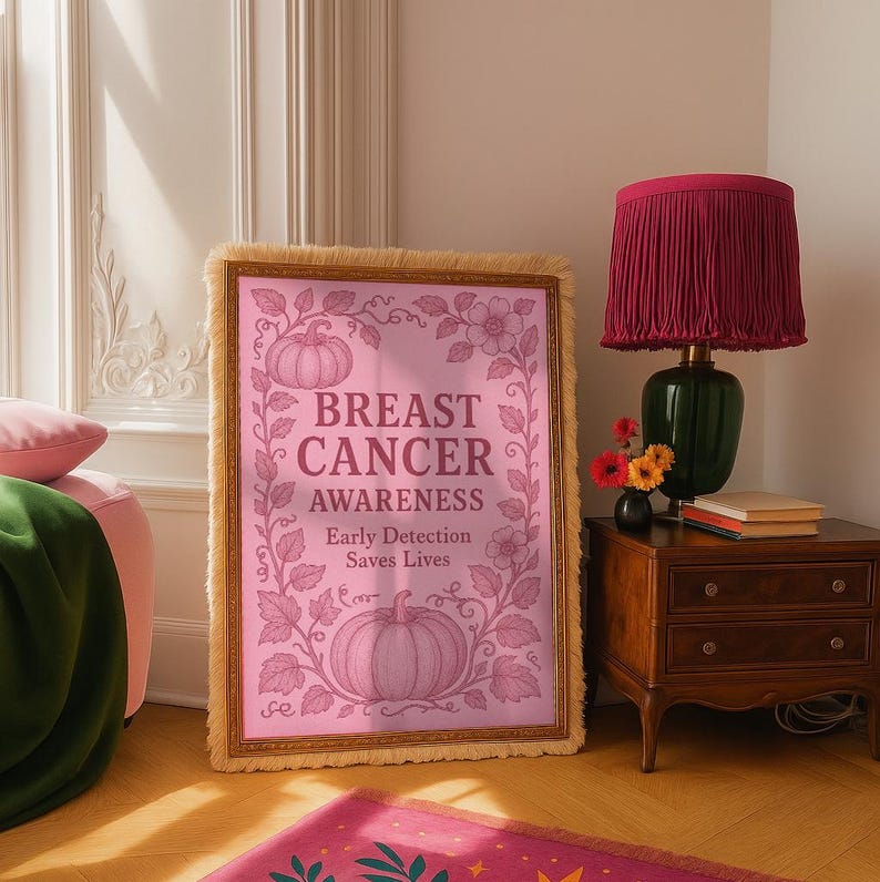 Breast Cancer Awareness Wall Art | Pink Ribbon Poster | Early Detection ...