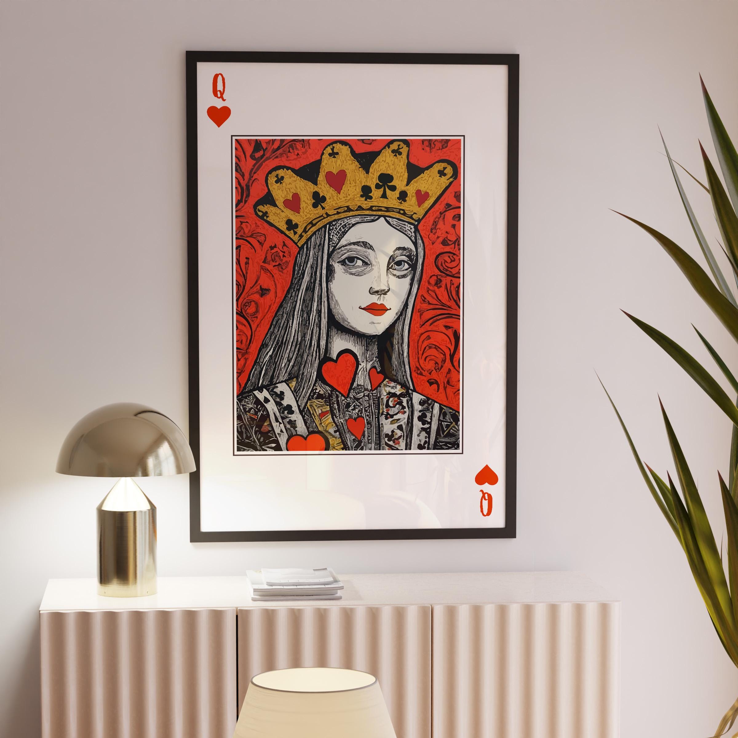 Queen Playing Card Poster, Playing Card Prints, Retro Wall Art, Trendy ...