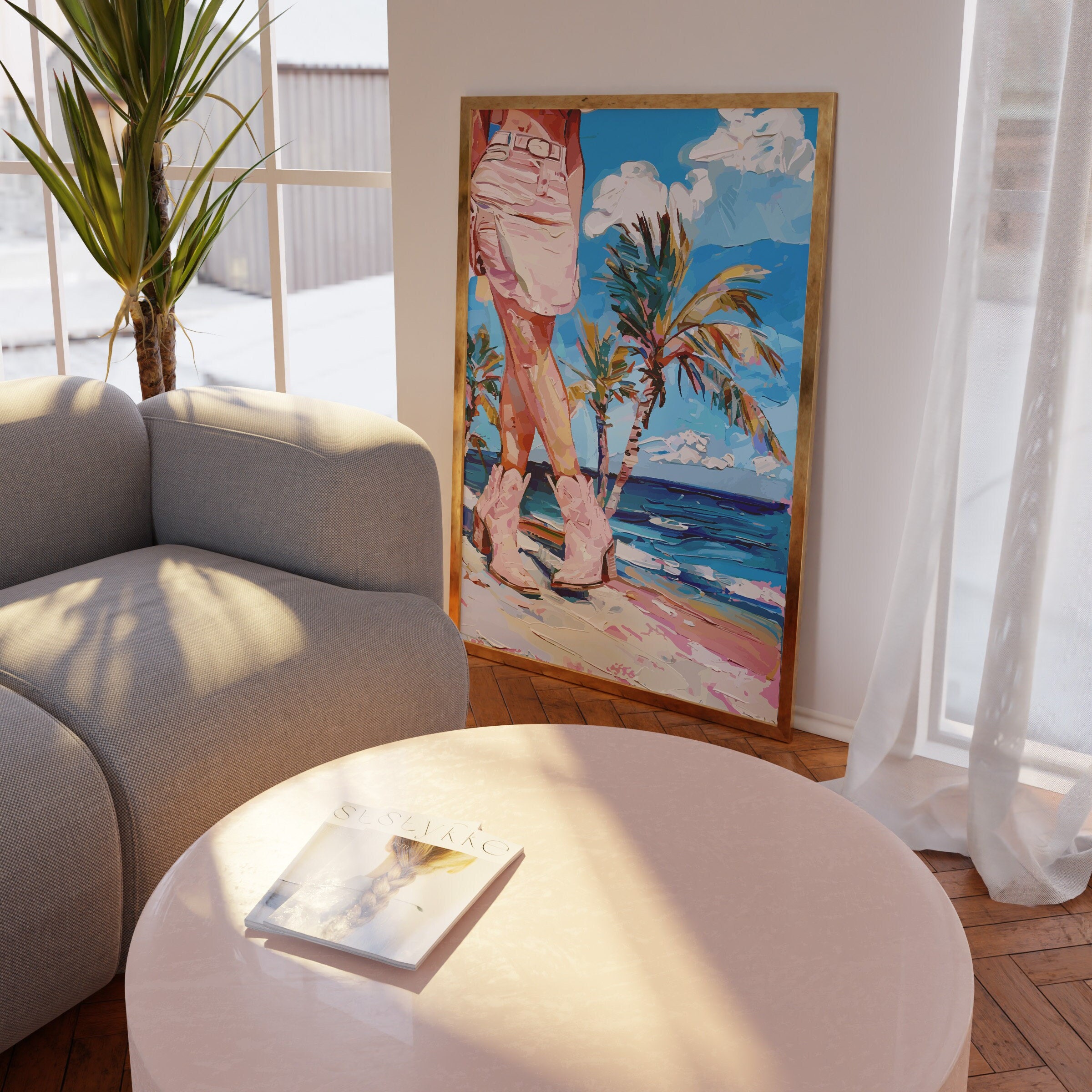 Coastal Cowgirl Printable, Tropical Coastal Cowgirl Poster, Surfer Pink ...