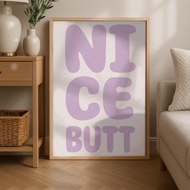 Funny 'nice Butt' Retro Bathroom Poster: Body Positive Art (digital ...