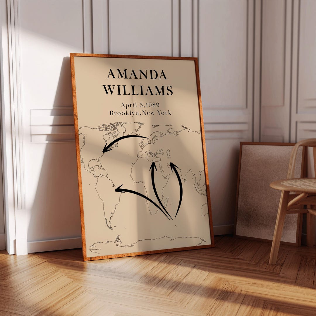 Custom DNA Ethnicity Map, Family Tree Migration Routes Poster, Ancestry ...