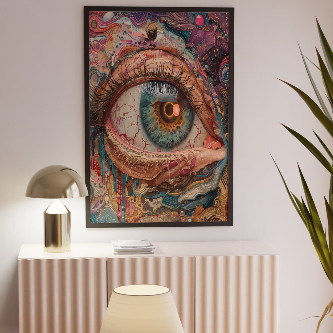 Maximalist Dopamine Decor, Eye Poster, Pink Kitsch Aesthetic, Preppy ...