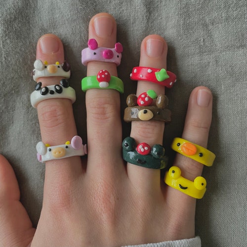 Polymer Clay Rings / Statement Jewellery | Etsy