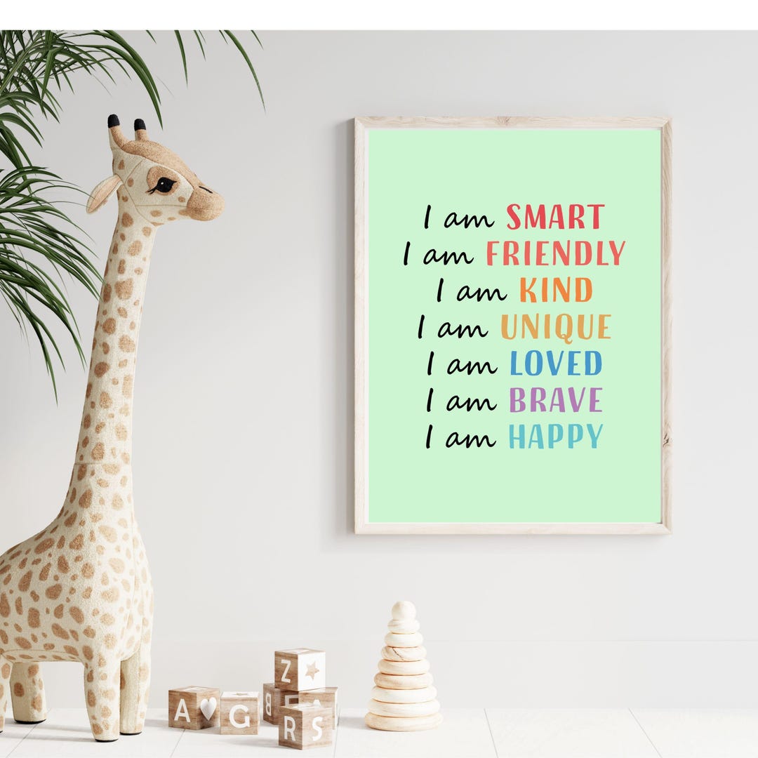Kids Positive Affirmation Poster I Am Smart, Kind, Unique, Loved ...
