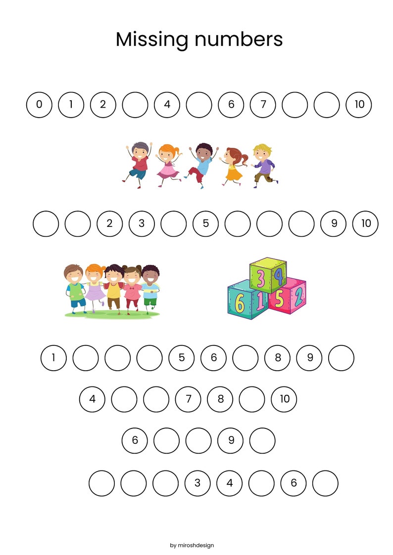 Numbers Activity Worksheet for Kids - Etsy