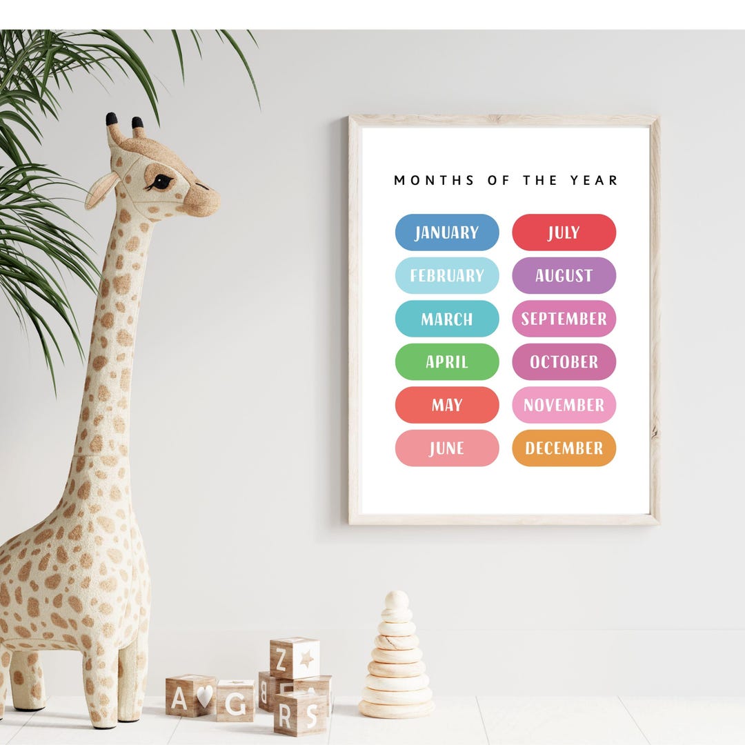 Months of the Year Classroom Poster | Kids Wall Art | Montessori ...